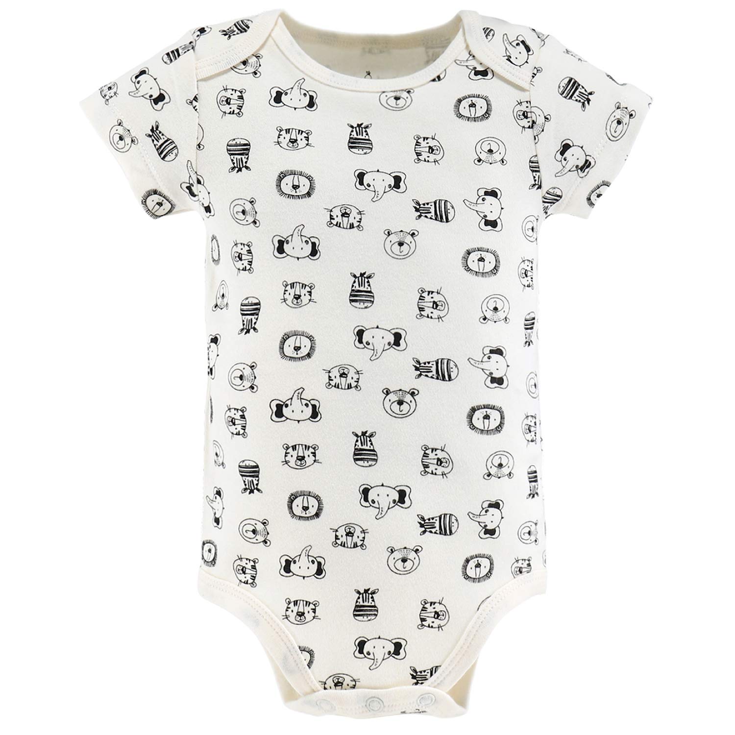 The Peanutshell Short Sleeve Baby Bodysuits Set for Boys or Girls - Safari Animals - 5 Pack Set (3M)