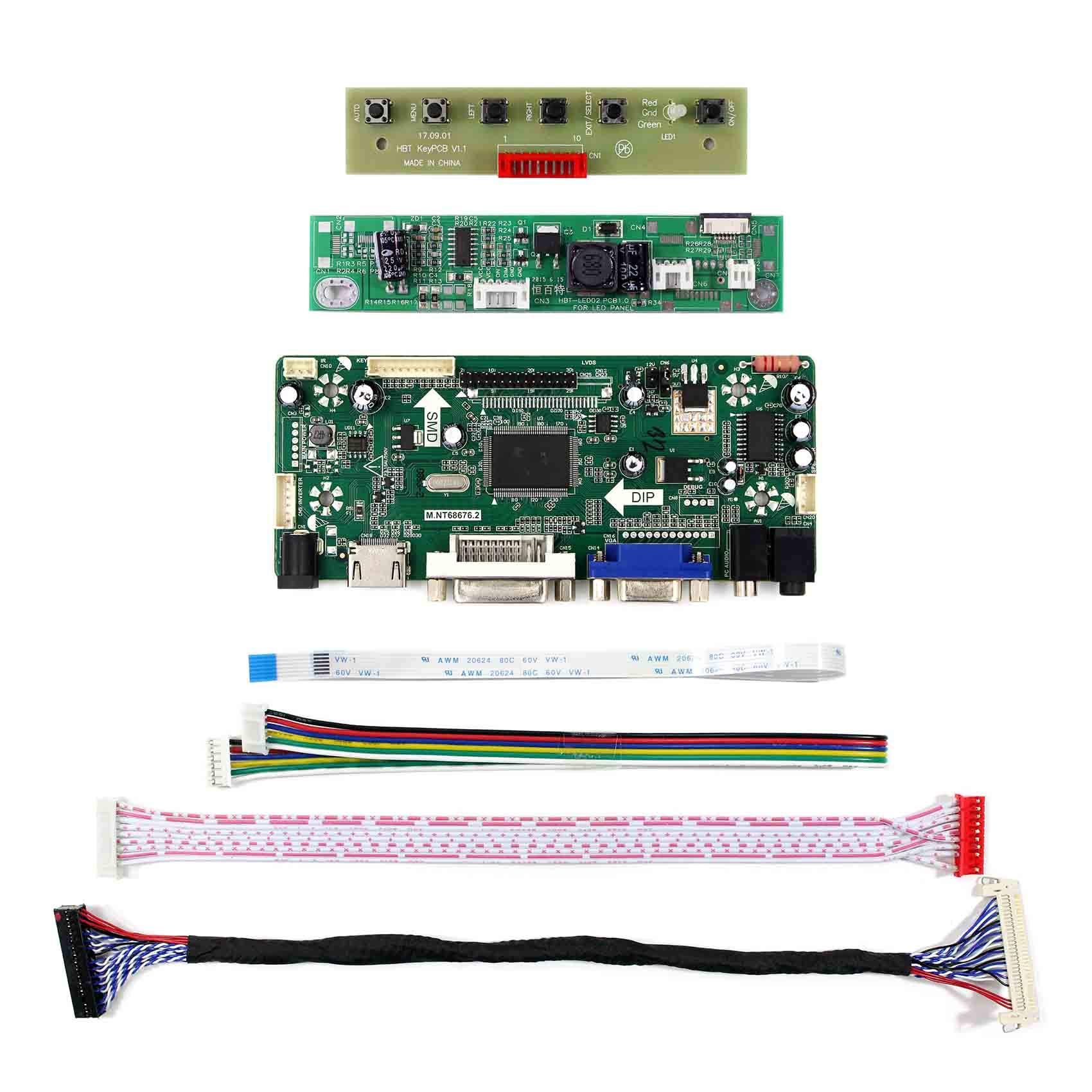 VSDISPLAY HD-MI VGA DVI LCD Controller Board Fit for LM215WF4-TLE9 LM215WF4-TLE7/TLE8 LM215WF3-SLC1/SLC5 LC230EUE-TDA1 LM230WF5-TLD1/TLD2 LM230WF3-SLB2 LM230WF5-TLD5