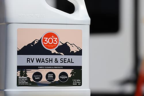 303 Products RV Wash & Seal - Clean, Streak-Free Finish, pH Neutral with High Foaming Formula, Provides A Deep Gloss Finish on RVs, Campers, Pop-ups, and Motorhomes, 1 Gallon (30240)