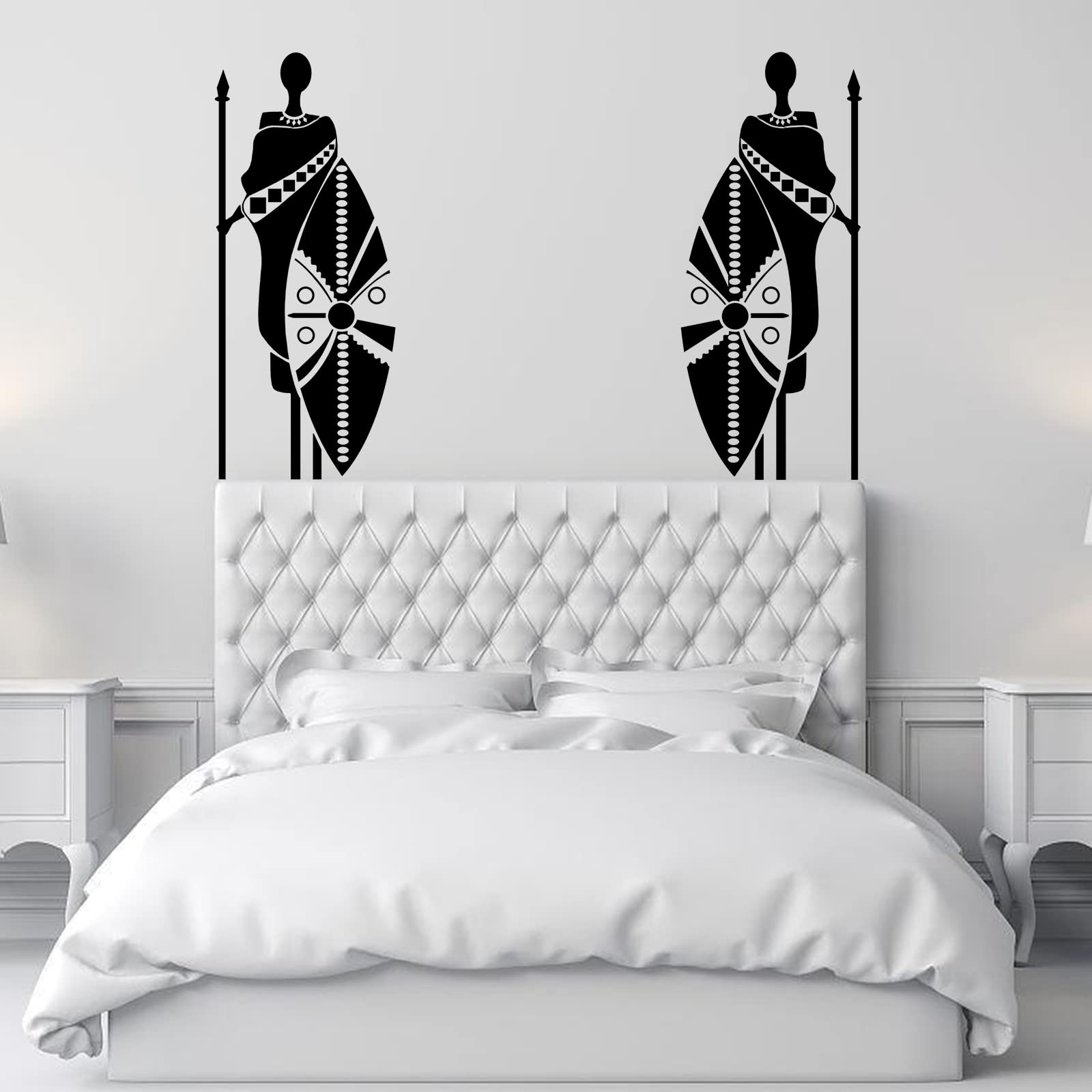 Karomenic Two African Woman Guard Art Removable Wall Stickers for Living Room Kids Bedroom Home Decor Vinly Waterproof Decals