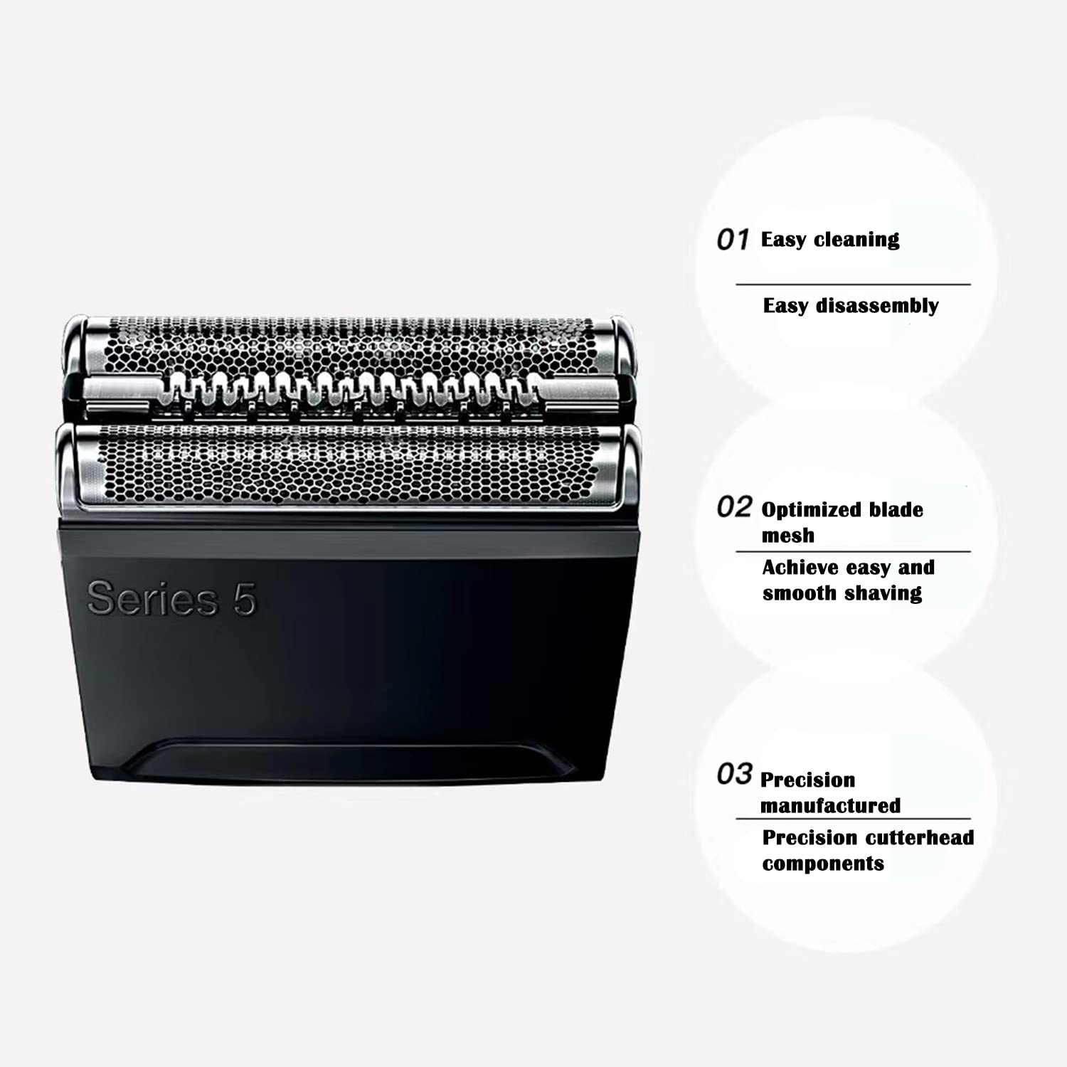 52B Replacement Head Fit for Braun Series 5, 52B Shaver Razor Blades Foil & Cutter Compatible with Braun Models 5018S, 5020CS, 5050CS, 5031S