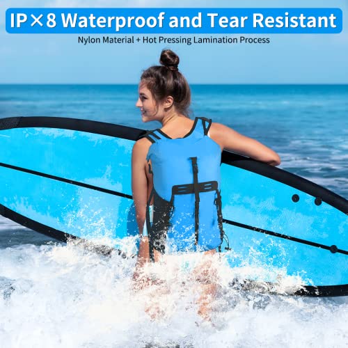 Atarni Waterproof Kayaking Dry Bag Backpack - 20L Lightweight Floating Zipper Drybag Sack & Roll Top for Boating Canoeing Camping Rafting Paddleboarding Swimming Boating Hiking Fishing(Blue)