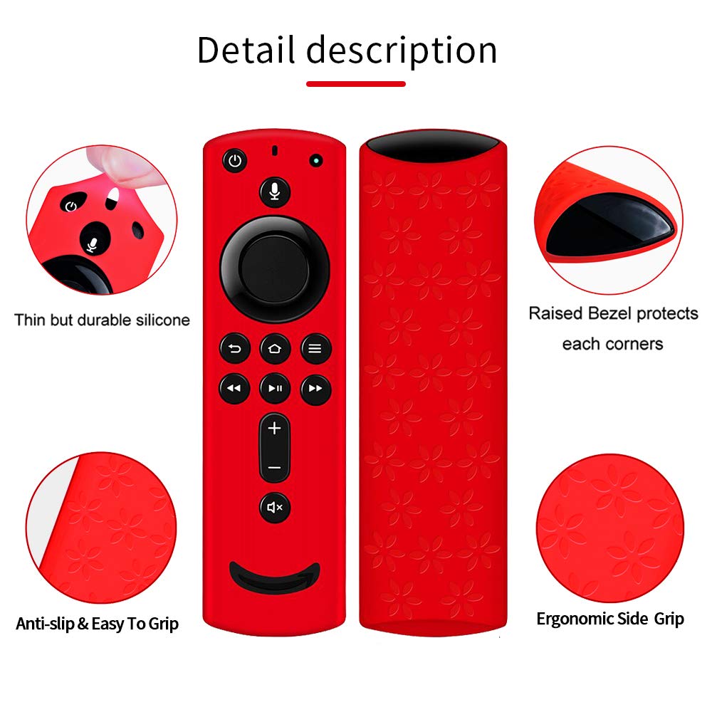 4 Pack Remote Cover for Fire TV Stick 4K, Silicone Remote case Compatible with Fire TV Cube/Fire TV(3rd Gen)/All-New 2nd Gen Alexa Voice Remote Control, Lightweight Anti-Slip Shockproof