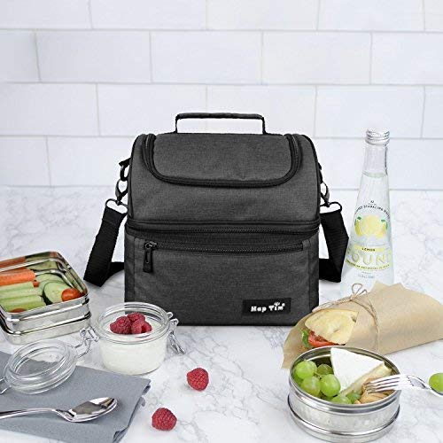 Hap Tim Lunch Box Insulated Lunch Bag Medium Size Cooler Tote Bag for Adult,Men,Women, Double Deck Cooler for Office/Picnic/Travel/Camping(16040-DG)