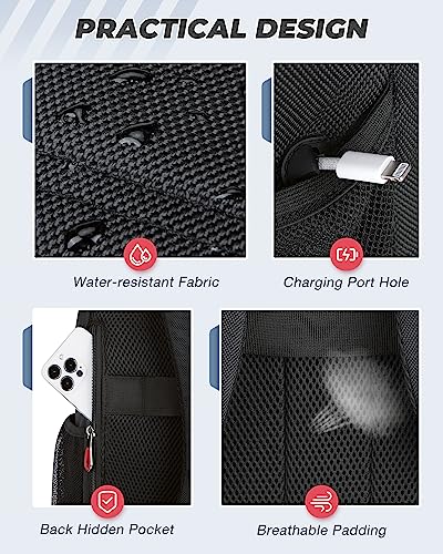 BAGSMART Travel Laptop Backpack Men Women, Extra Large Work 17.3 Inch Computer Backpack Airline Approved Carry On with Water-Repellent, Charging Hole, for Business Work College Hiking Weekender, Black