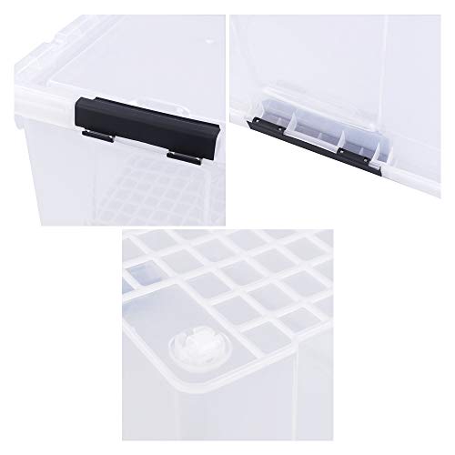 Tstorage 50 Quart Plastic Storage Container with Wheels, Clear Large Storage Bin, 4 Packs