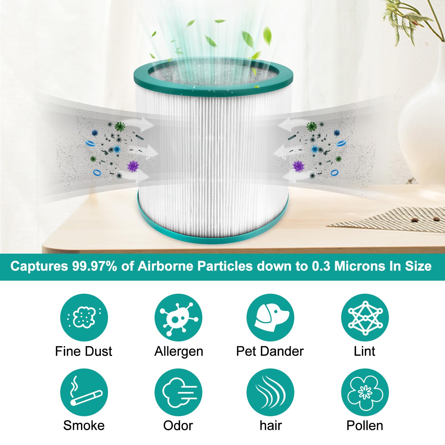Air Purifier Filter Replacements Compatible with Dyson Tower Purifier Pure Cool Link TP01, TP02, TP03, AM11, BP01 Models,Compare to Part 968126-03,True HEPA Filter Replacement for Dyson Purifier