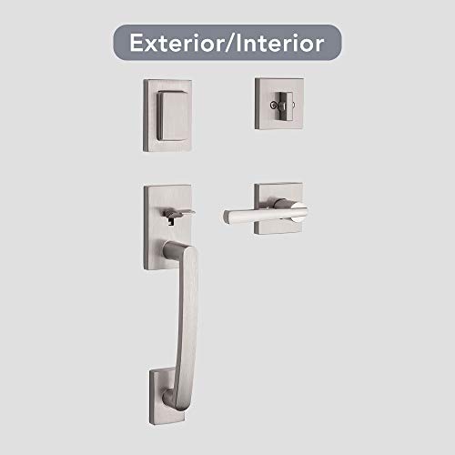 Baldwin Spyglass , Front Entry Handleset with Interior Lever, Featuring SmartKey Deadbolt Re-Key Technology and Microban Protection, in Satin Nickel