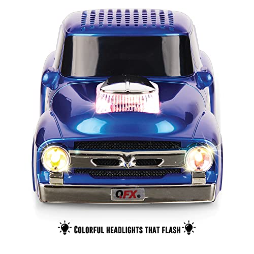 QFX Bluetooth 1956 Pickup Truck Replica Speaker, 3-inch Speakers, Hands Free Link, Built-in Microphone, FM Radio and LED Party Lights, Blue - BT-1956 BL