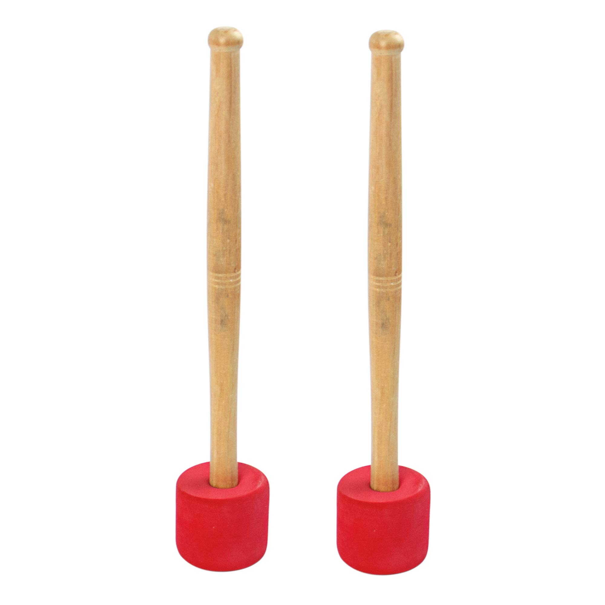 AUEAR, 2 Pack Bass Drum Mallets Sticks Red Foam Mallet with Wood Handle for Percussion