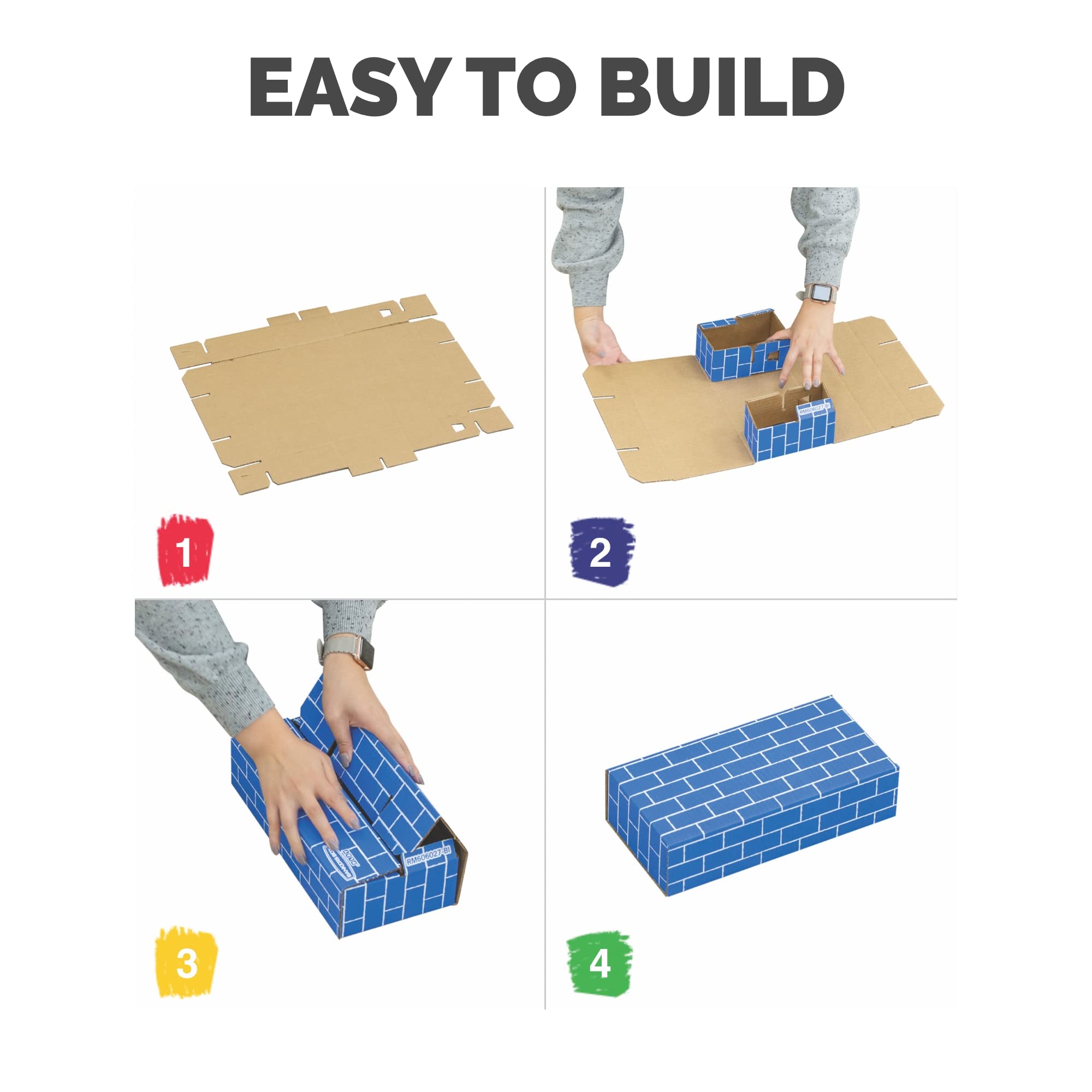 Bankers Box at Play Cardboard Building Blocks, 40 Pack, Large and Medium Montessori Toy Blocks for Kids and Families