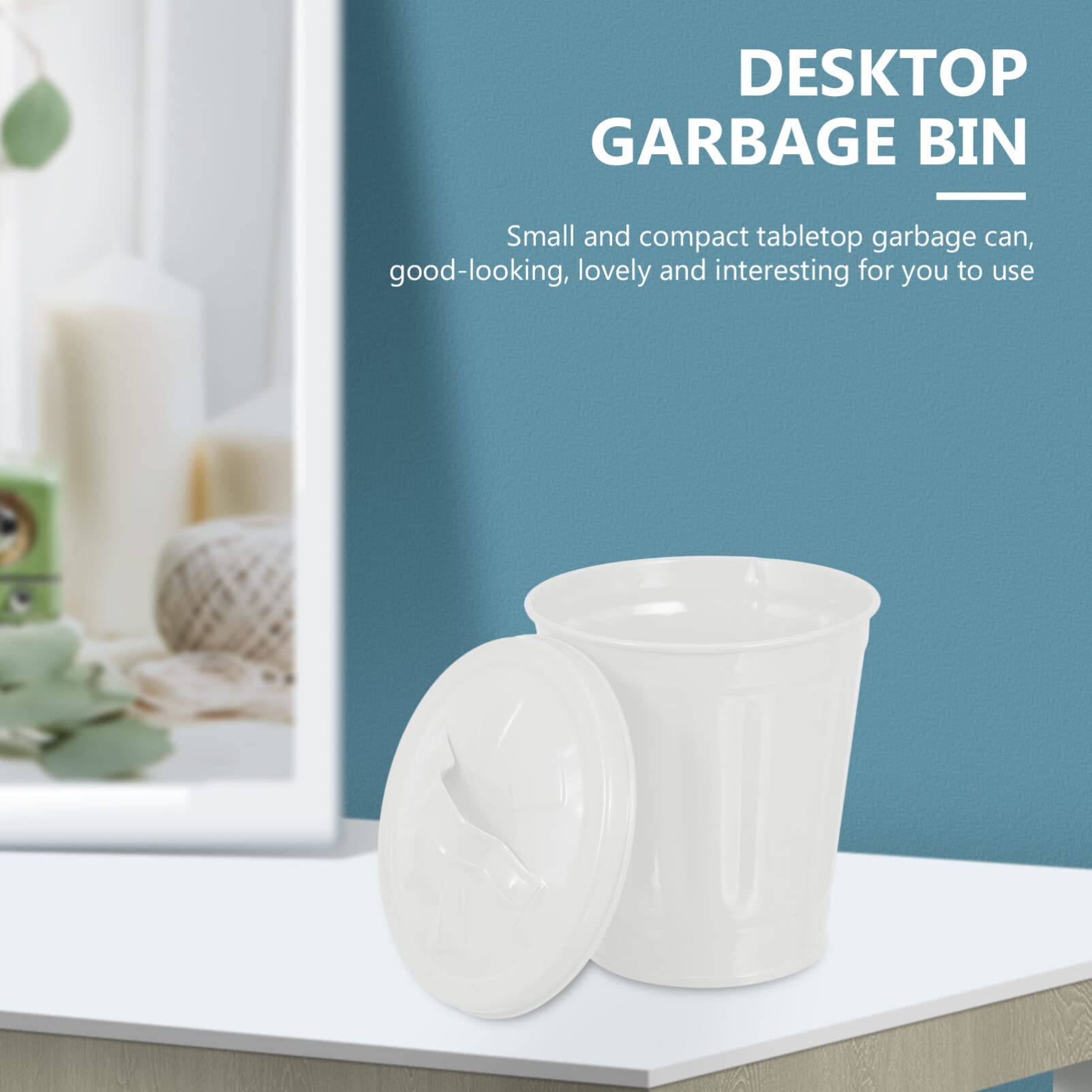 ULTECHNOVO Garbage Bin Trash Bin Mini Trash can, Orchid Pot Desk Trash can with lid Office Plastic Garbage can countertop Tiny Waste Plant Pot Basket Planter Box Recycle Bin Small Waste Basket
