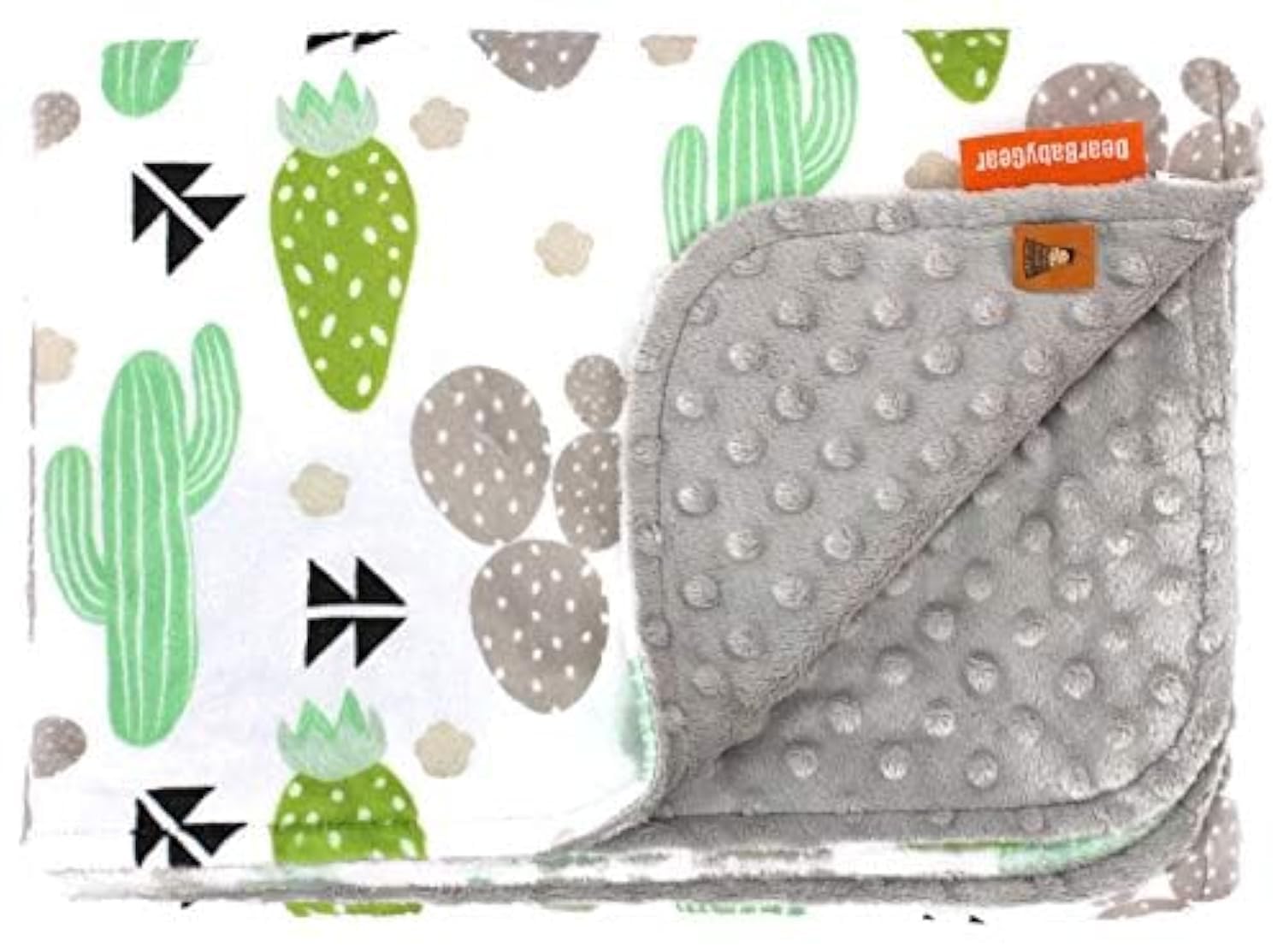 Dear Baby Gear Baby Blankets - Nursery Blankets for Newborn - Crib Bedding - Soft Blanket for Infant - Blanket for Boys & Girls - 40" x 30" (Succulents Cactus Cacti, Light Gray Dot)