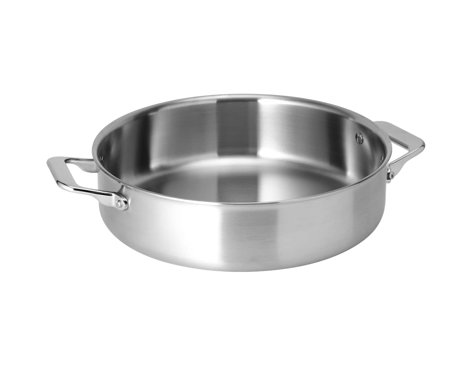 Misen 6 Quart Stainless Steel Rondeau Pot with Lid - 5-Ply Steel Braiser Pan with Handles