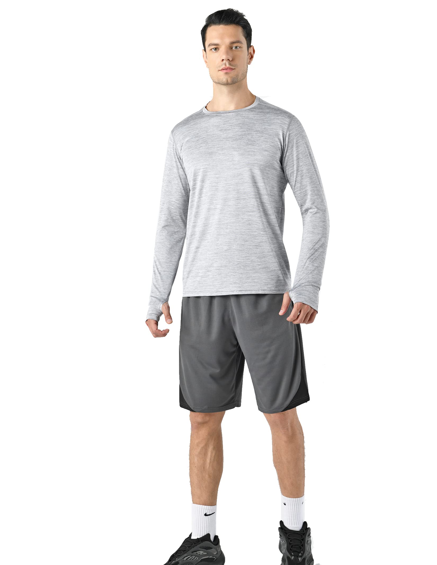 3 Pack: Men's Long Sleeve T Shirts, Dry Fit UV Sun Protection Outdoor Hiking Athletic Active Tops with Thumb Holes (Set 2, XX-Large)