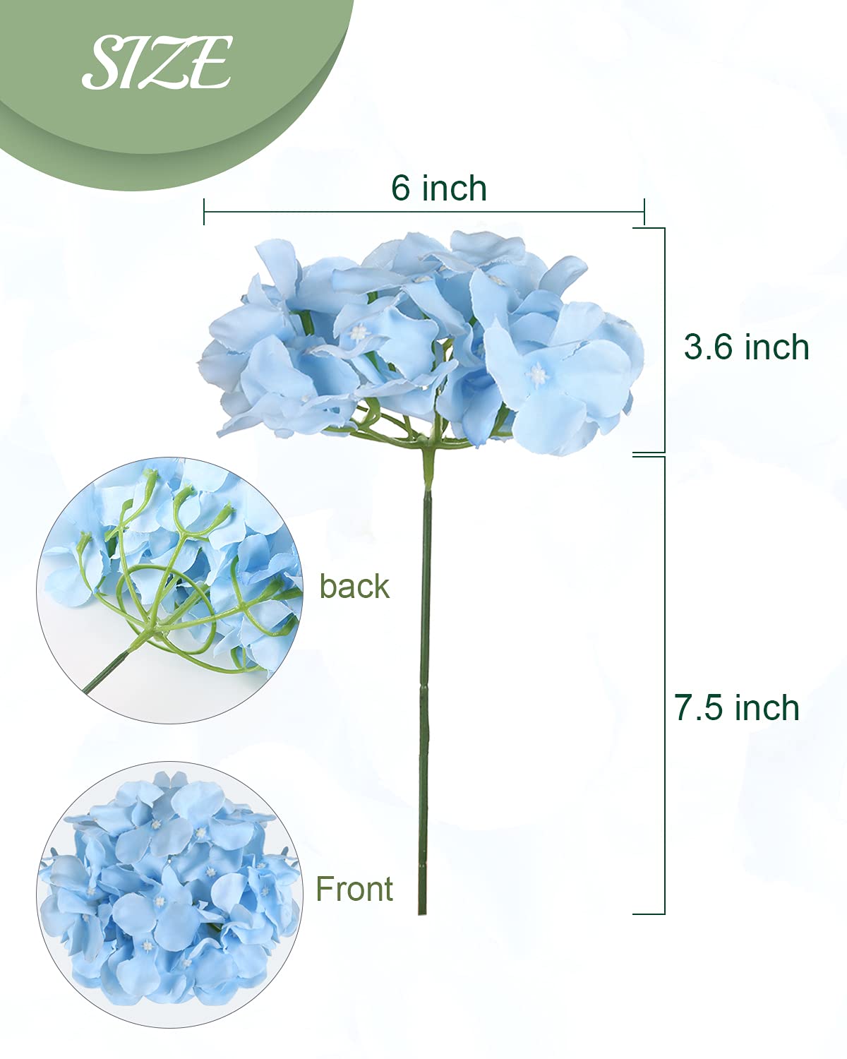 Auihiay 18 Pieces Hydrangea Artificial Flowers Silk Hydrangea Flowers Heads with Stems for Home, Garden, Wedding, Baby Shower, Party Decorations (Blue)