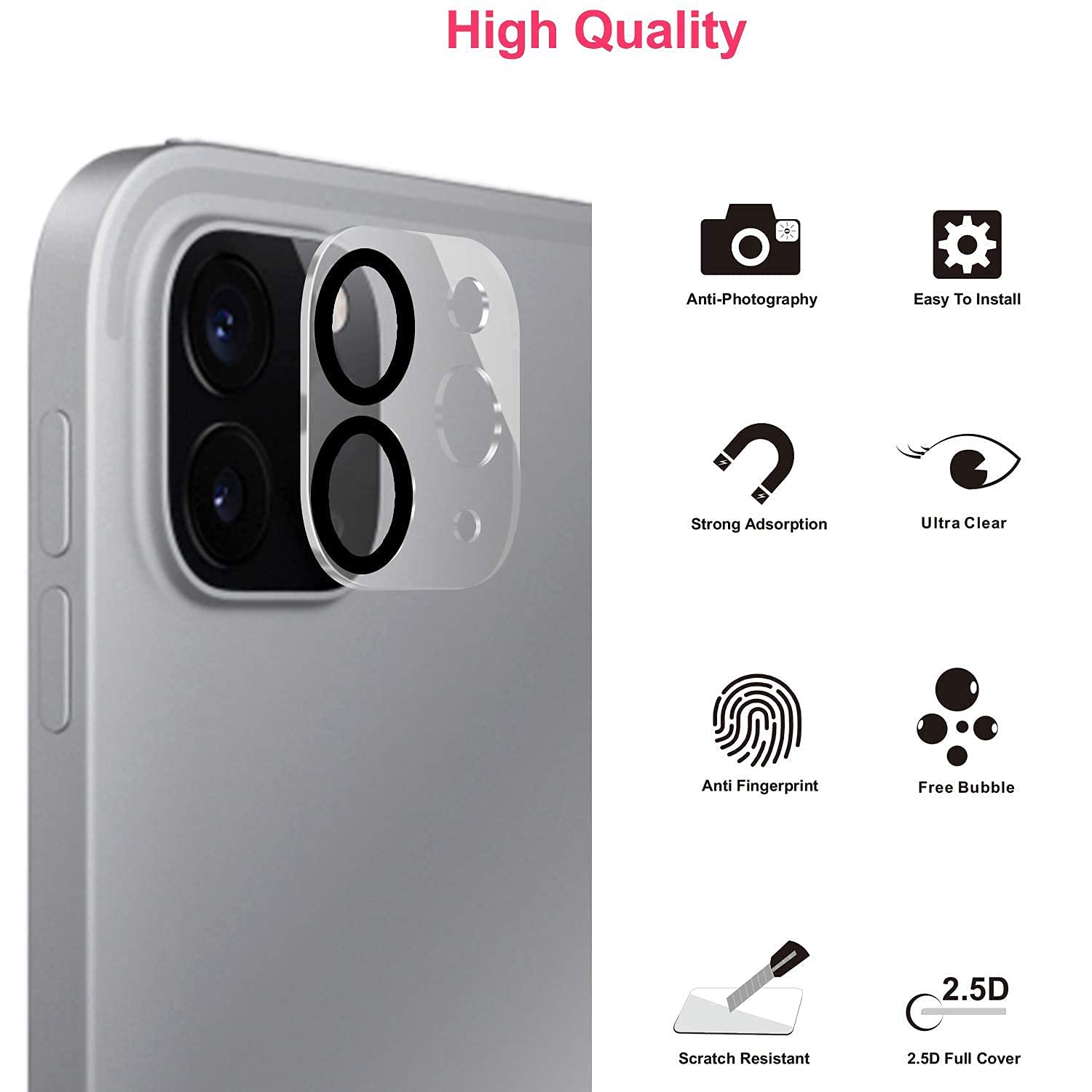 SMAPP [2+2 Pack] Tempered Glass Screen Protector Compatible with iPad Pro 11 inch 2020/2021 2nd/3rd Generation with Camera Lens Protector, HD Clear Easy Installation Apple Pencil/Face ID Compatible