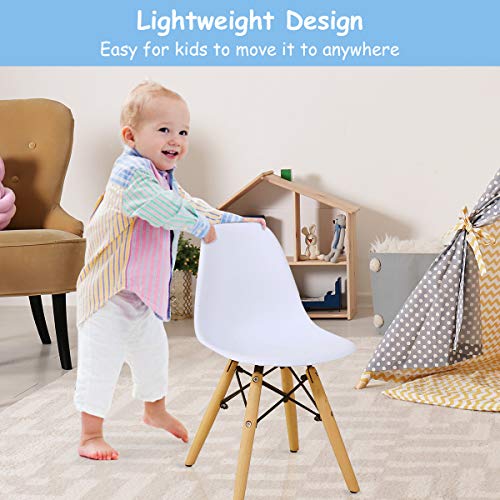 Costzon Kids Table and Chair Set, Kids Mid-Century Modern Style Table Set for Toddler Children, Kids Dining Table and Chair Set, 3-Piece Set (White, Table & 2 Chairs)