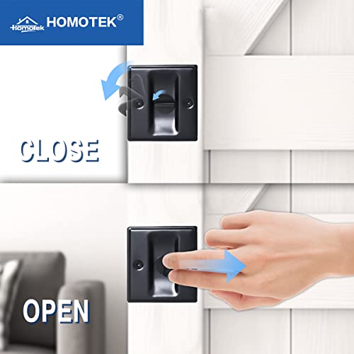 HOMOTEK Privacy Sliding Door Lock with Pull - Replace Old Or Damaged Pocket Locks Hardware Quickly and Easily, 2-3/4βx2-1/2β, for 1-3/8β Thickness Door, Black
