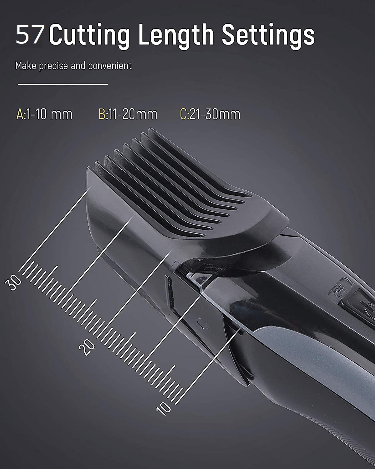 SUPRENT Professional Beard Trimmer for Men with Precision Dial, Cordless Hair Mustache Trimmer with 57 Adjustable Precision Lengths, USB Quick Charge