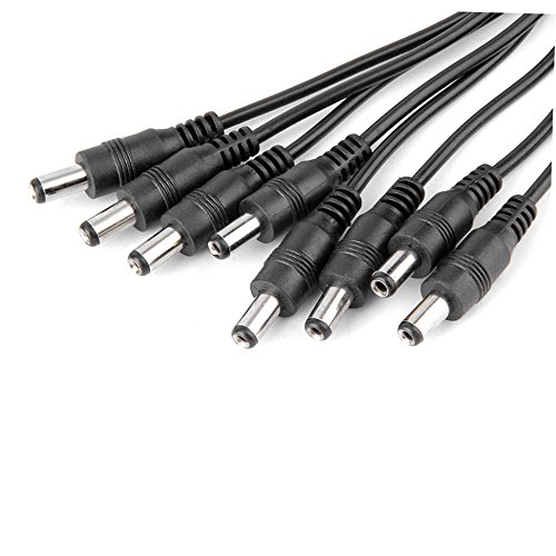 exgoofit 2-Pack DC 1 Female to 8 Male Output Power Splitter Cable Y Adapter for CCTV Security Cameras and LED Strip Lights