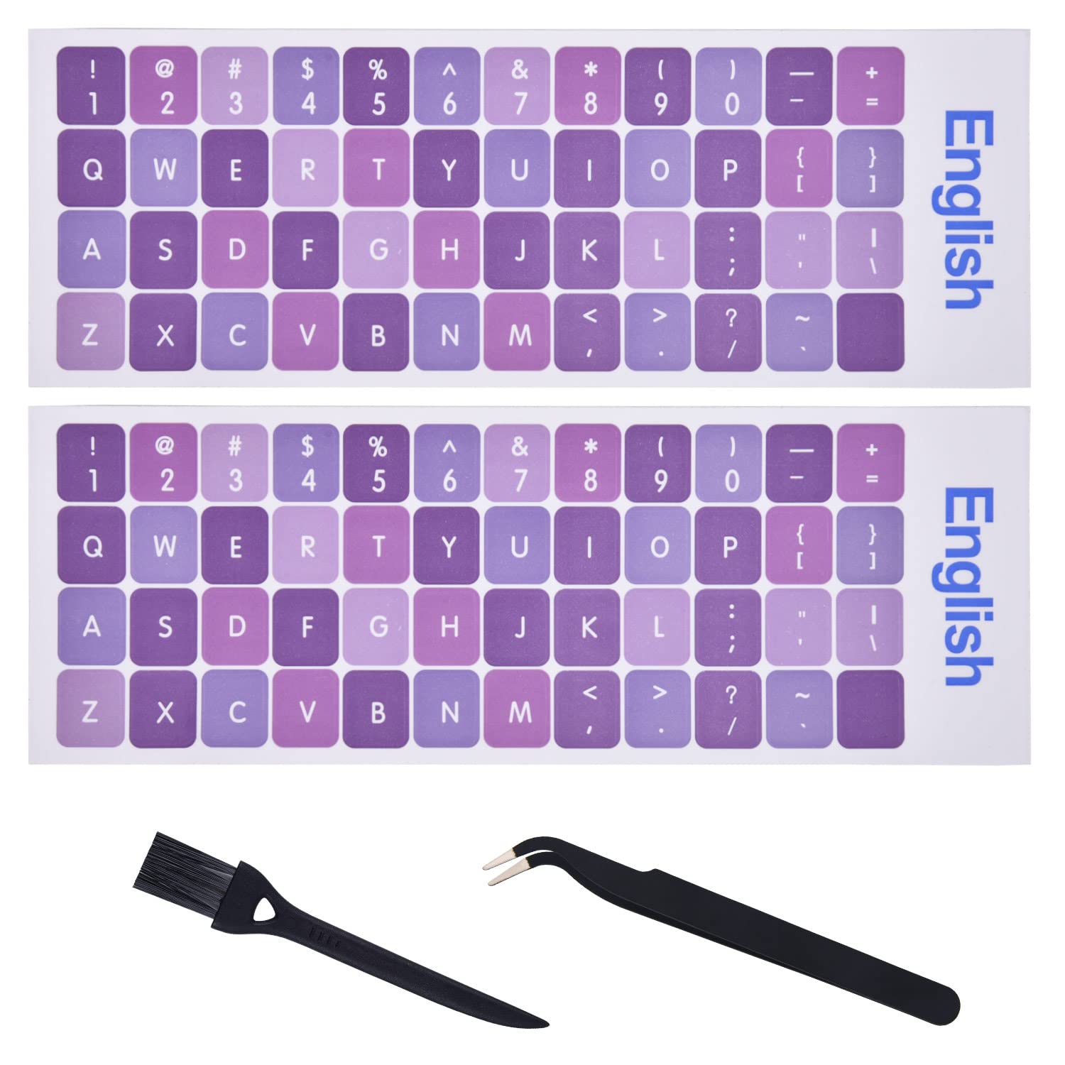 4-in-1 Universal Korean Keyboard Stickers Kit,Replacement Computer Keyboard Alphabet Stickers with Black Background White Lettering for MacBook Air Pro PC Notebook Laptop Desktop Computer
