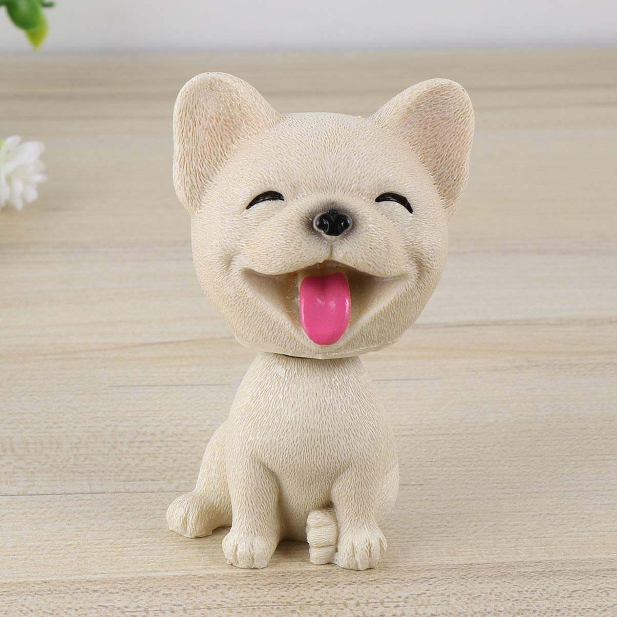 Amosfun Dashboard Nodding Heads Bobble Head French Bulldog Dog Car Dash Puppy Simulation for Car Vehicle Cake Decoration Decor Home Decorative