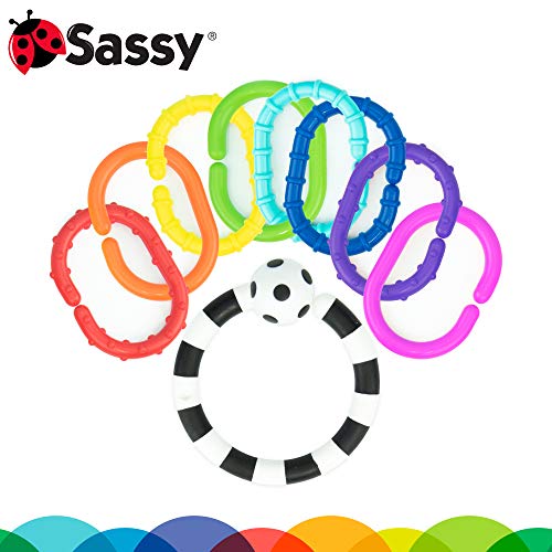 Baby's First Rattles Developmental Giftset for Newborns + | Includes Wrist Rattles, Hourglass Rattle, 9 pc Ring O’ Links, and Grasp & Spin Rattle