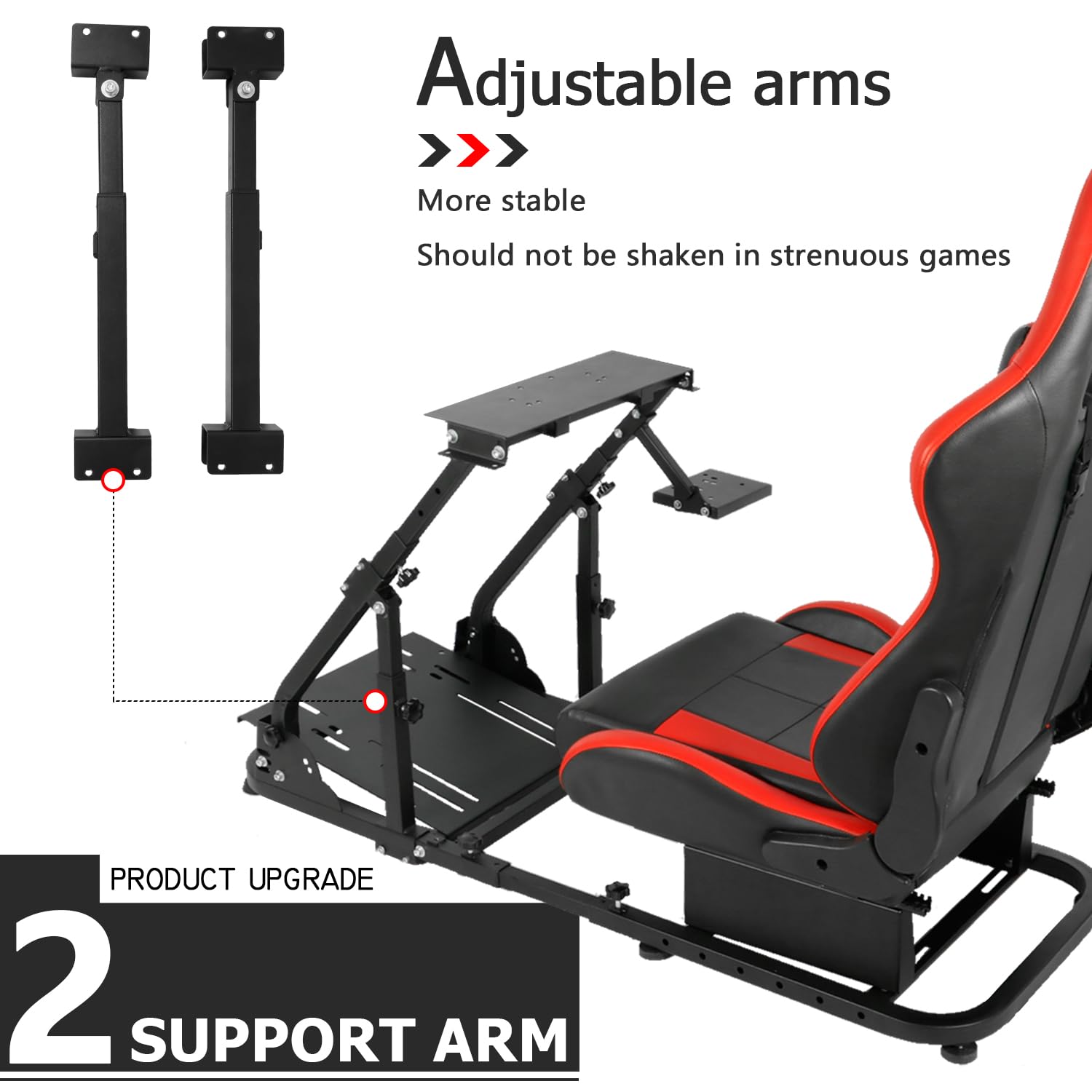Minneer Immersion Racing Simulator Cockpit/with Red&Black Seat/Fit for Thrustmaster,FANTEC,logitech G25,G29,G92,G923 /Height Adjustable Gaming Steering Wheel Stand/Wheel&Pedals Not Included