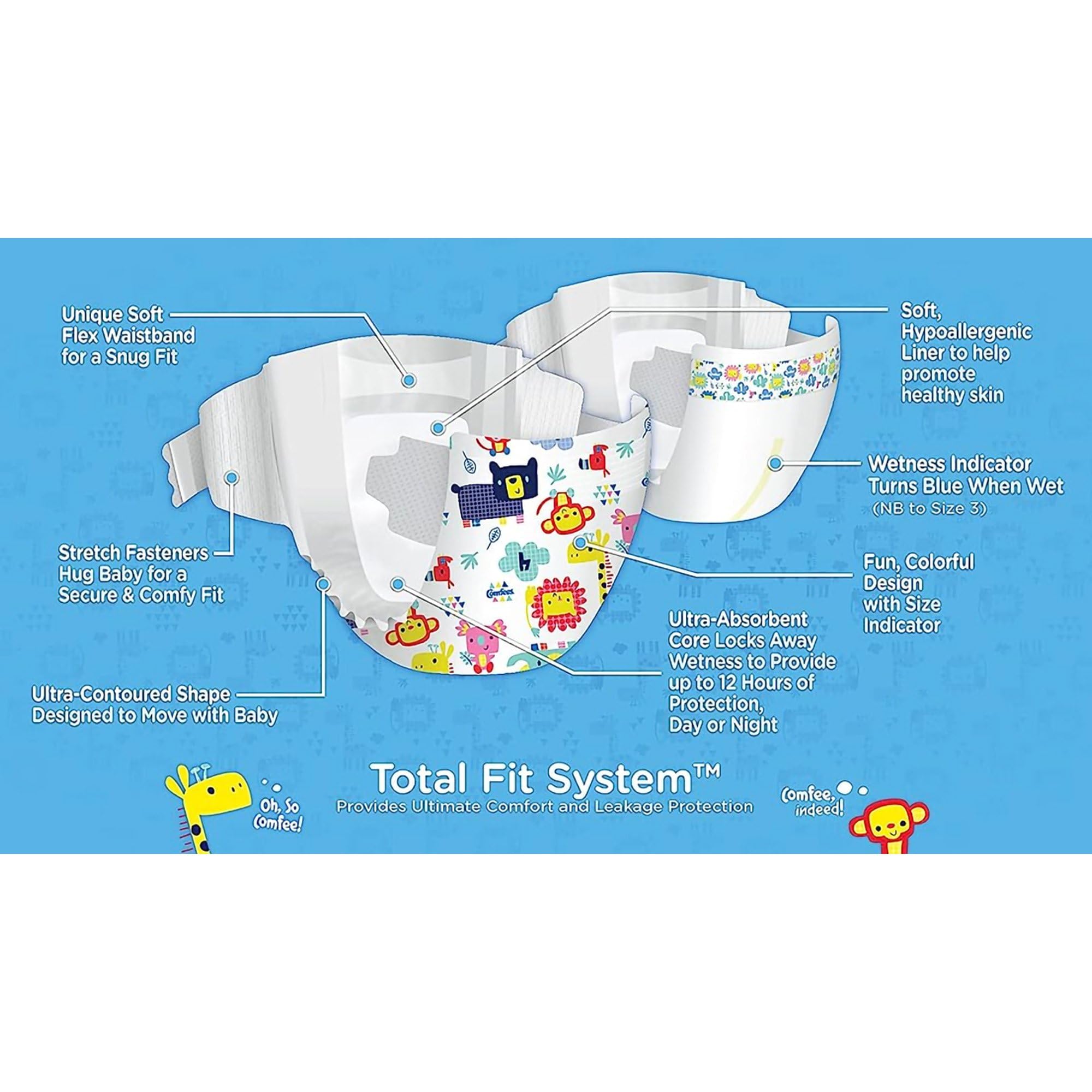 Comfees Baby Diaper Tab Closure Size 4 Disposable Moderate Absorbency, 41540 - Pack of 31