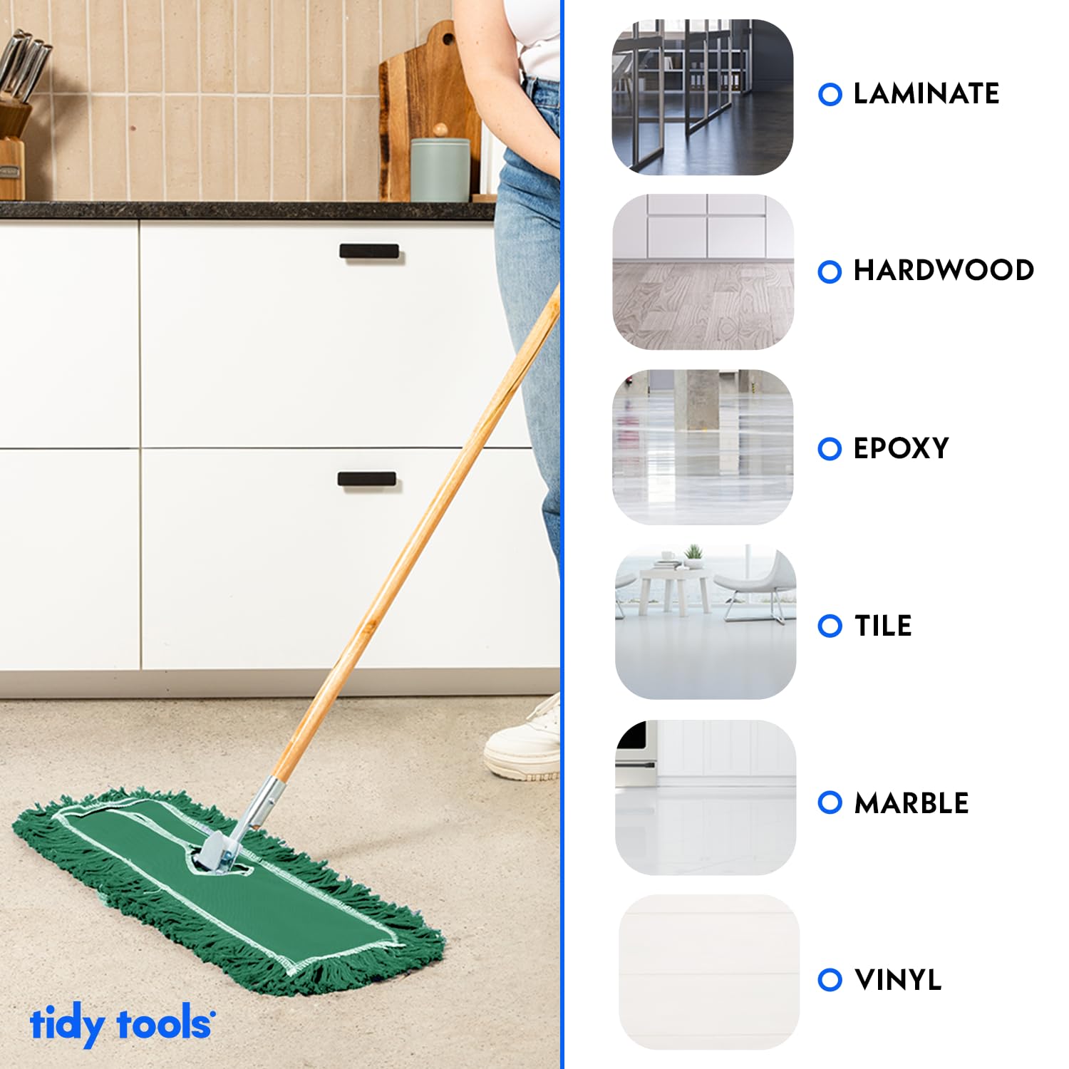 36 Inch Green Dust Mop with Wood Handle and 36 Inch Dust Mop Refill Bundle - 1 Mop Set and 4 Refills