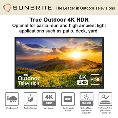 SunBrite 75-Inch Outdoor Television 4K with HDR - Signature 2 Series - for Partial Sun SB-S2-75-4K-BL (75-inch, Black)
