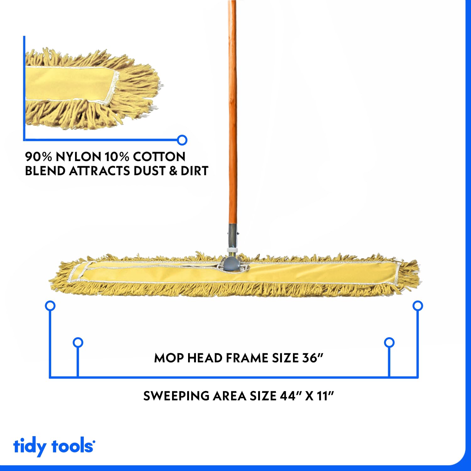 36 Inch Yellow Dust Mop with Wood Handle and 36 Inch Dust Mop Refill Bundle - 1 Mop Set and 4 Refills