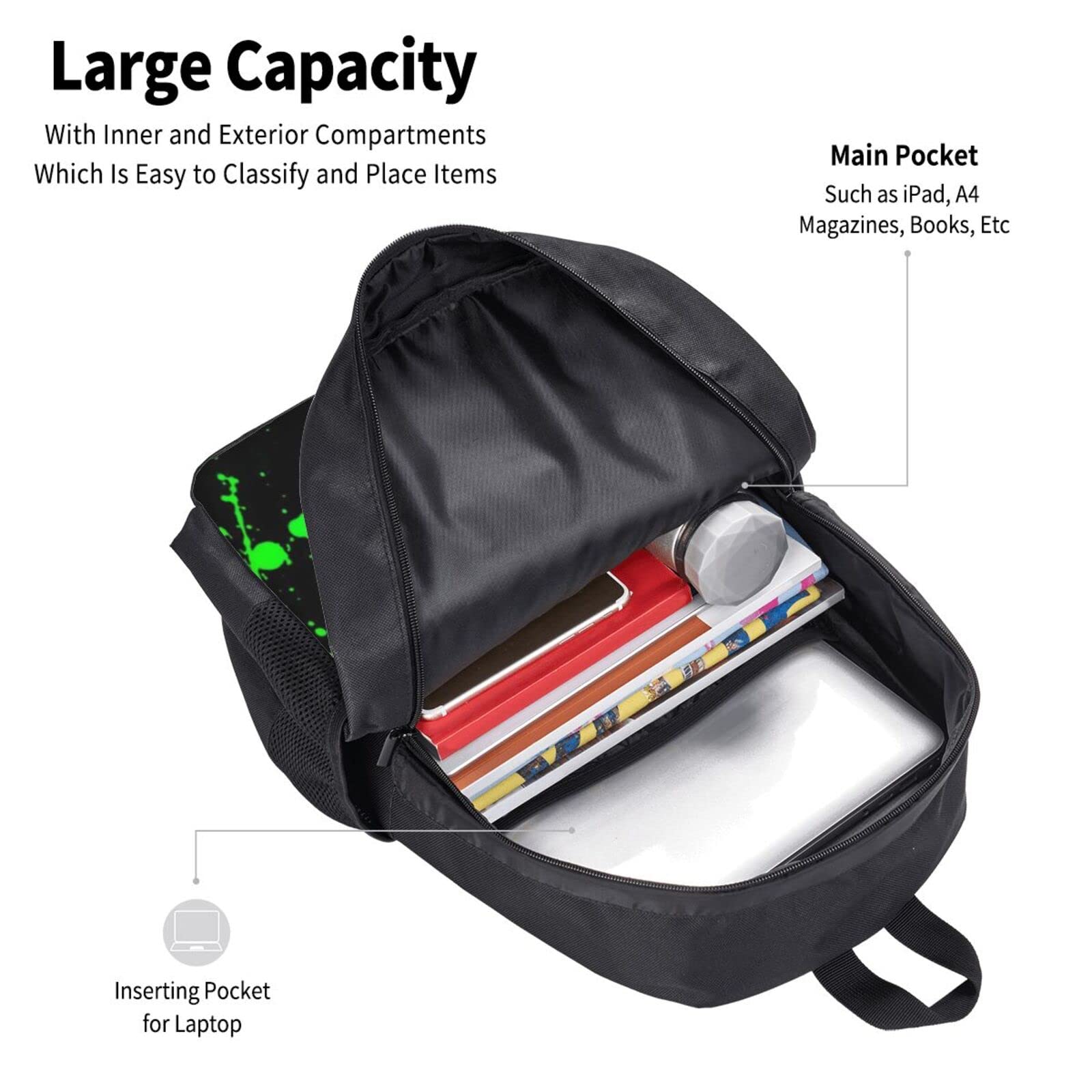 3D Printed Boys and Girls Game Backpack Travel Bags Cartoon Novelty Daily Backpack A4-One Size
