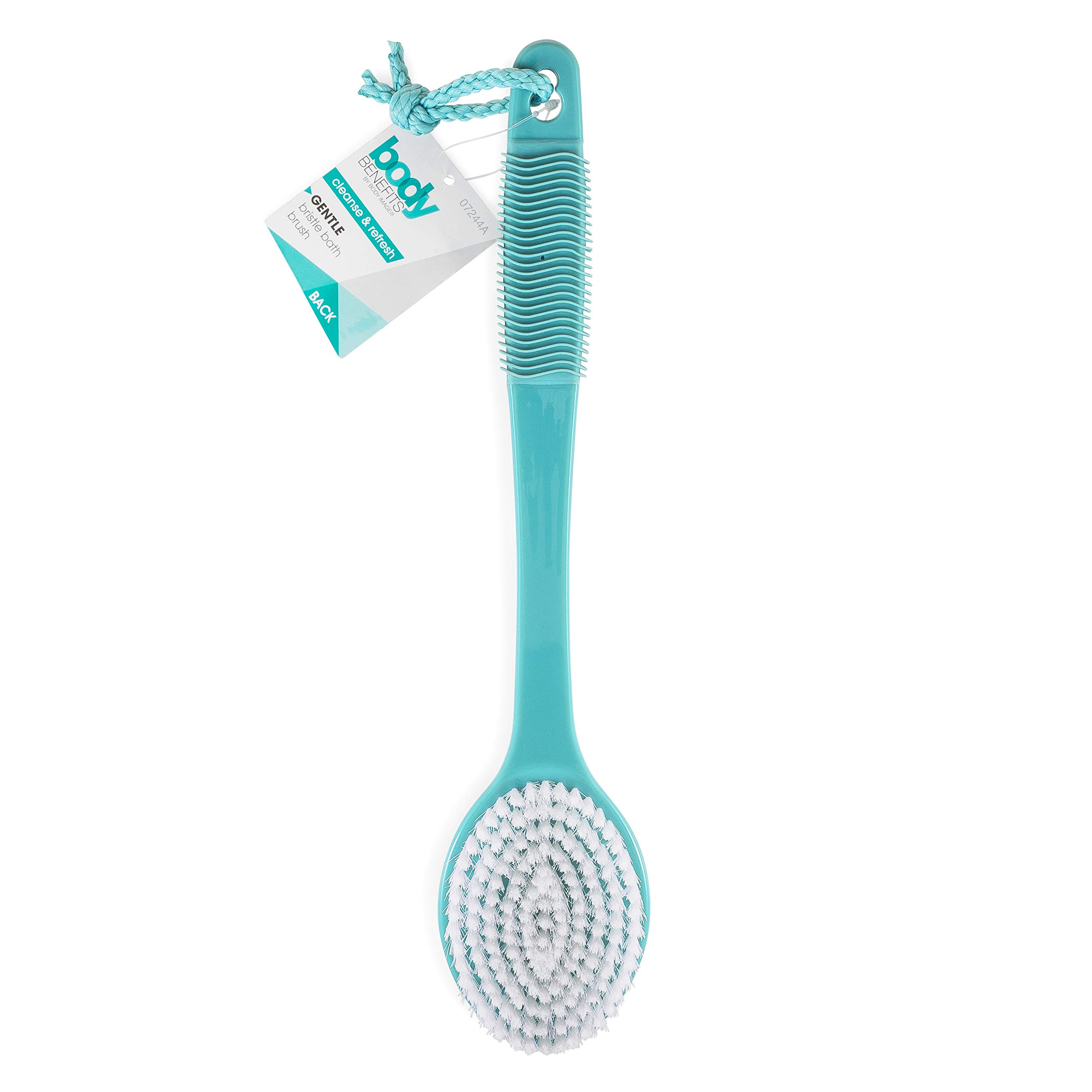 Freeman Gentle Bristle Bath Brush, Soft & Stiff Shower Bristles, Remove Dead Skin, Long Rubber Handle for Gripping, Gently Exfoliating for Back & Body, Stimulates Blood Circulation, 4 Count