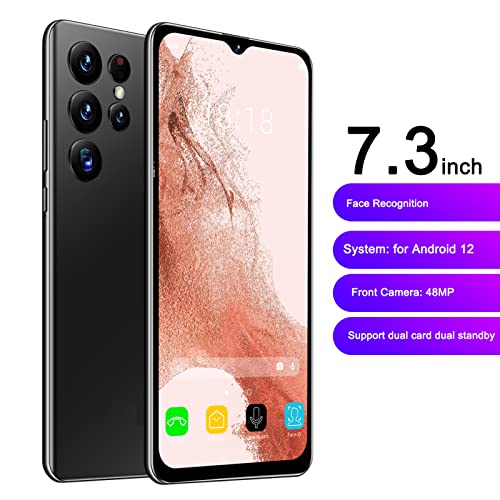 ASHATA S22 Ultra Unlocked Smartphone, 4G 5G Unlocked Cell Phone, 6.6 Inch HD Screen Dual SIM Face Recognition Smartphone, Dura HD Camera 48MP 72MP(Black US)