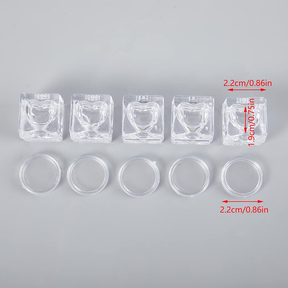 5Pcs Empty Plastic Cosmetic New Clear Refillable Plastic Heart Shape Pot Jars Bottles Make up Cosmetic Containers with Lids for Face Cream Lotion Eye Shadow Lip Balm