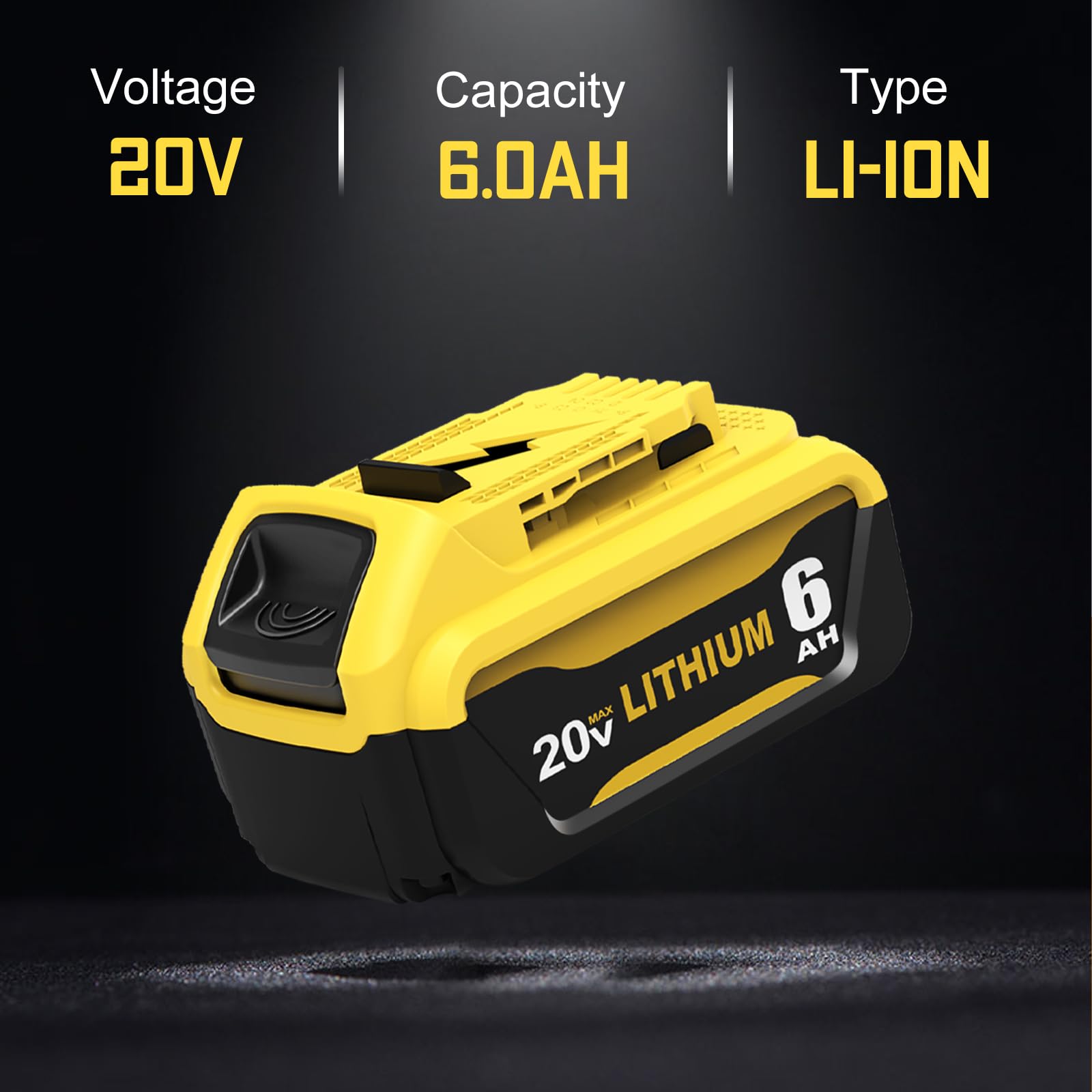 4Packs 6.0Ah Replacement for Dewalt 20v Max Battery Compatible with Dewalt 20 Volt Battery Lithium Compatible with Dewalt Battery 20v DCB201 DCB203 DCB207 DCB205 DCB204 DCB206 Cordless Tools (Yellow)
