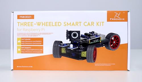 Freenove Three-Wheeled Smart Car Kit for Raspberry Pi 5 4 B 3 B+ B A+, Video Mode, Radar Mode, App Control, Ultrasonic Distance Sensor, Camera, Servo (Raspberry Pi NOT Included)