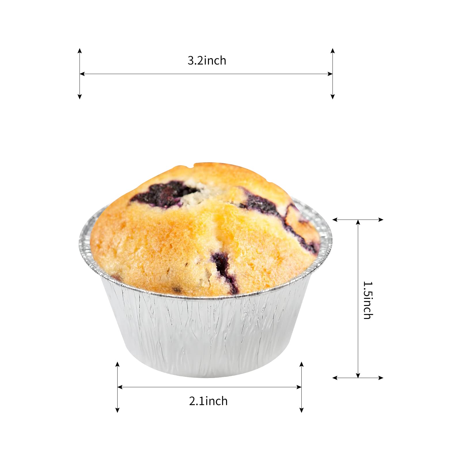 Aluminum Foil Baking Cups, Mateebake 4 Oz Disposable Ramekin Aluminum Cupcake liners, Silver Foil Baking Cups Muffin Liners for Cupcake, Baking, Egg Tart, Pudding, Creme Brulee (150 Pcs)