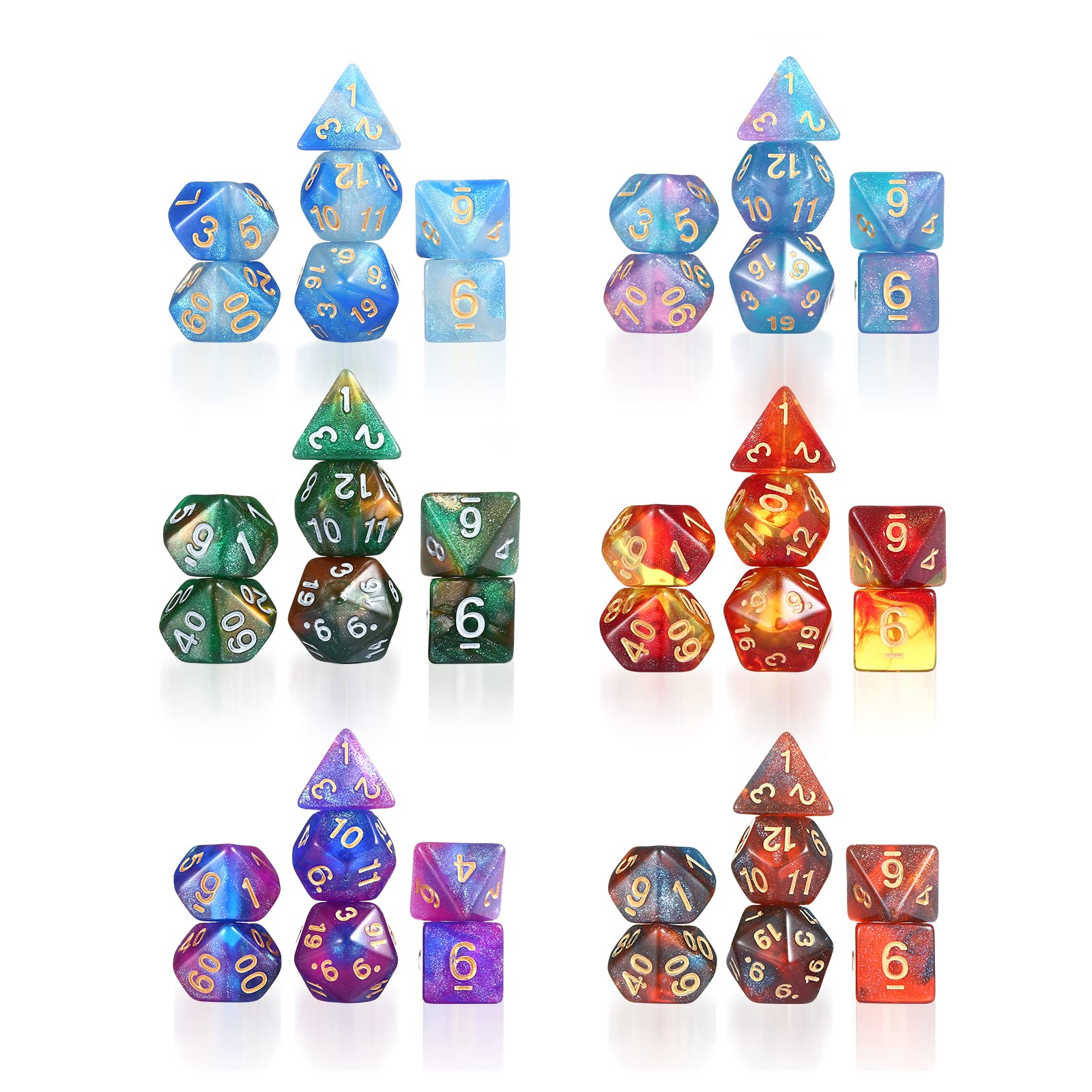 42PCS DND Dice Sets, Role Playing Dice with Pouches Acrylic Polyhedral Dice Sets for DND RPG MTG Table Game (D4 D6 D8 D10 D12 D20)