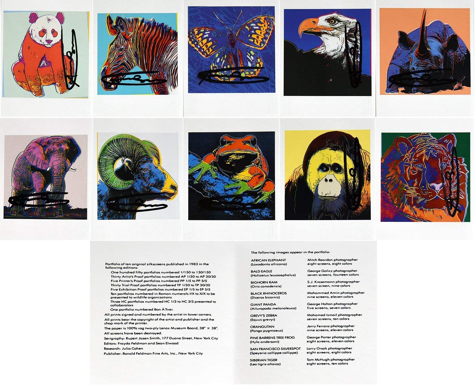 Edward Kurstak Gallery Endangered Species Announcement Cards Hand Signed by Andy Warhol