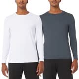 32 Degrees Cool Men's 2 Piece UPF 40 Air Mesh Long Sleeve Crew Neck Shirts (XX-Large, White/Storm Grey)