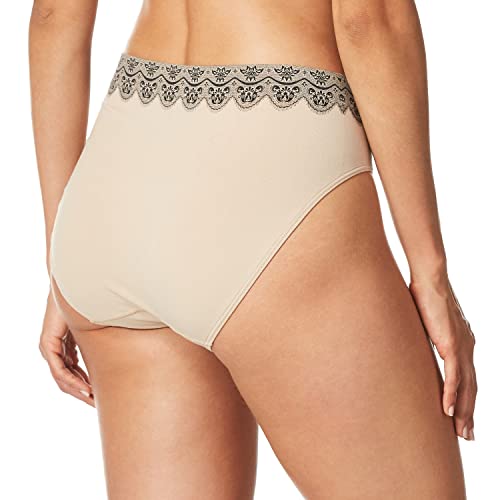 Bali Women's One Smooth U All Over Smoothing Hi Cut Panty, Nude with Black Lace, Large/7