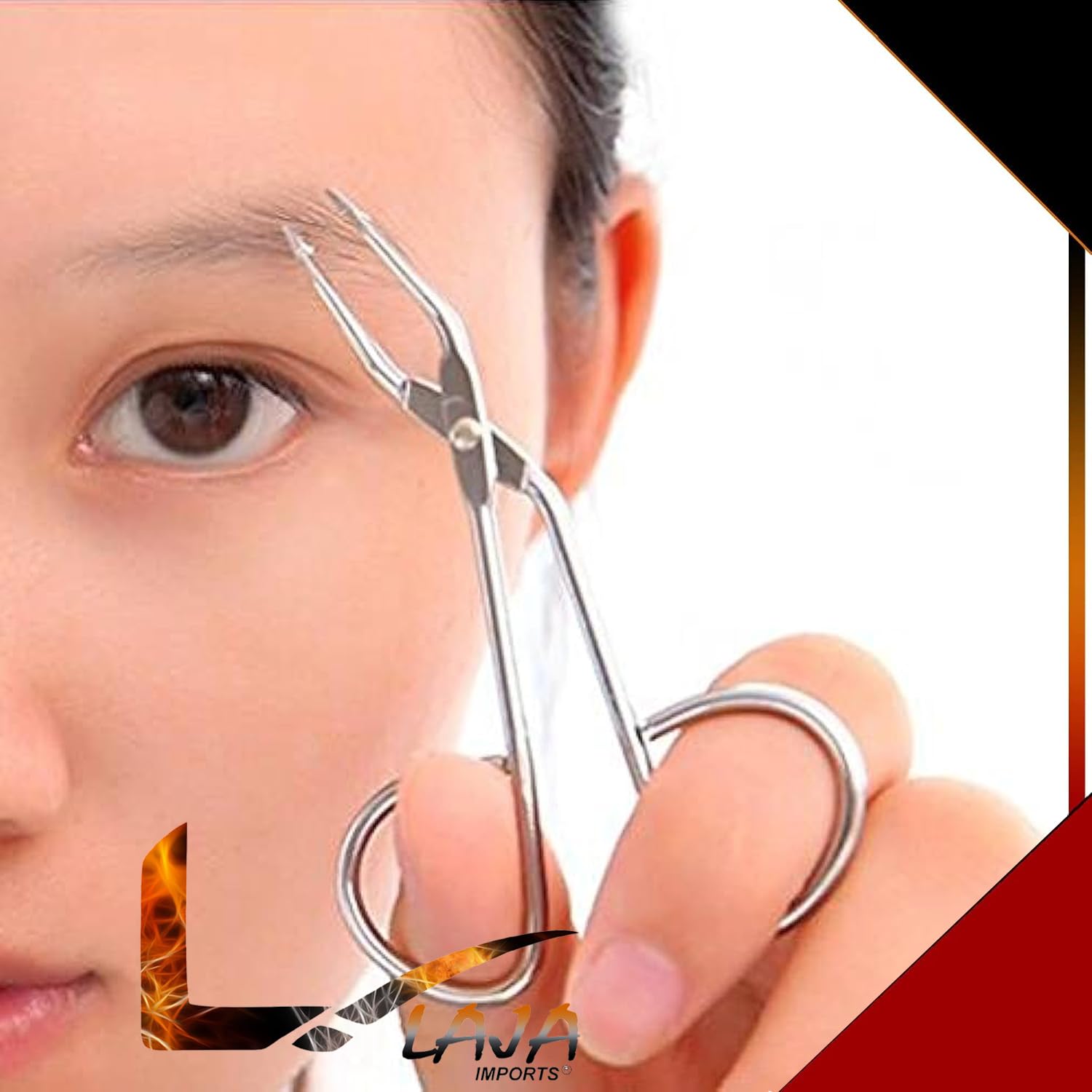 Laja Imports Stainless Steel 'Eyebrow Tweezer, Scissors Shaped Slant Tip Tweezer Clip - Silver for Educational Use