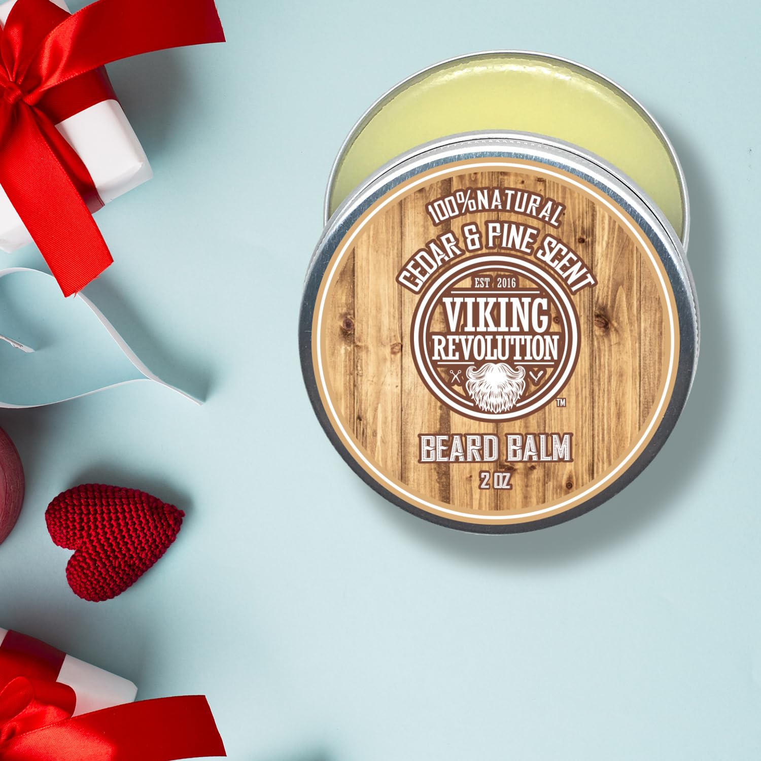 Viking Revolution Cedar and Pine Beard Balm - Beard Butter with Argan Oil, Beard Softener for Men with Jojoba Oil - Beard Moisturizer for Men with Beeswax - Beard Wax for Men (2oz, 1 Pack)