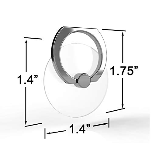 Attom Tech Transparent Phone Ring Holder Grip 360 Degree Free Rotation, Clear Cell Phone Finger Ring Kick-Stand Compatible with iPhone X 8 7 Plus 6S 6 5s 5 SE, Galaxy S9 S8 S7 S6 Edge (Silver)