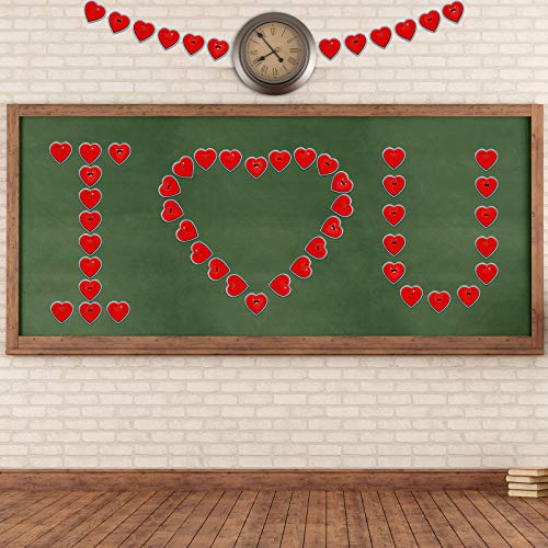 72 Pieces Heart Cut-Outs 3 Inch Printed Hearts Cut-Outs Cute Heart Shape Decoration for Valentines Day Crafts Home Class Office Decor, Red