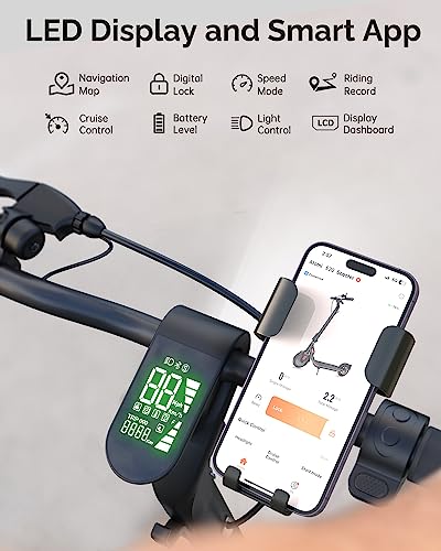 Atomi Electric Scooter E20, 500W Motor Electric Scooter with 19 Miles Long Range, 15.6 Mph Speed, Portable Folding Commuting Scooter for Adults with Double Braking System and Smart App