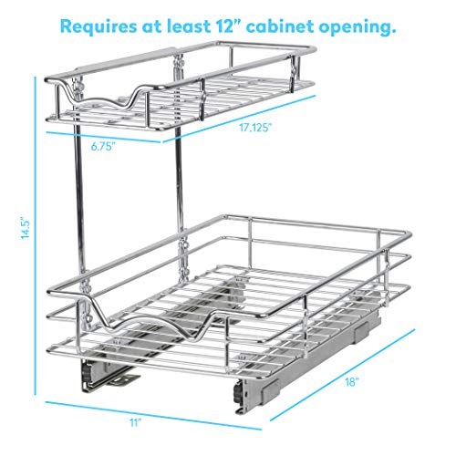 Richards Homewares Under Sink Pull-Out Sliding Shelf Organizer for Kitchen, Heavy Duty with 5 Year Limited Warranty -11.5βW x 18βD x 14.5βH, Requires at Least 12.5β W Cabinet Opening-Chrome